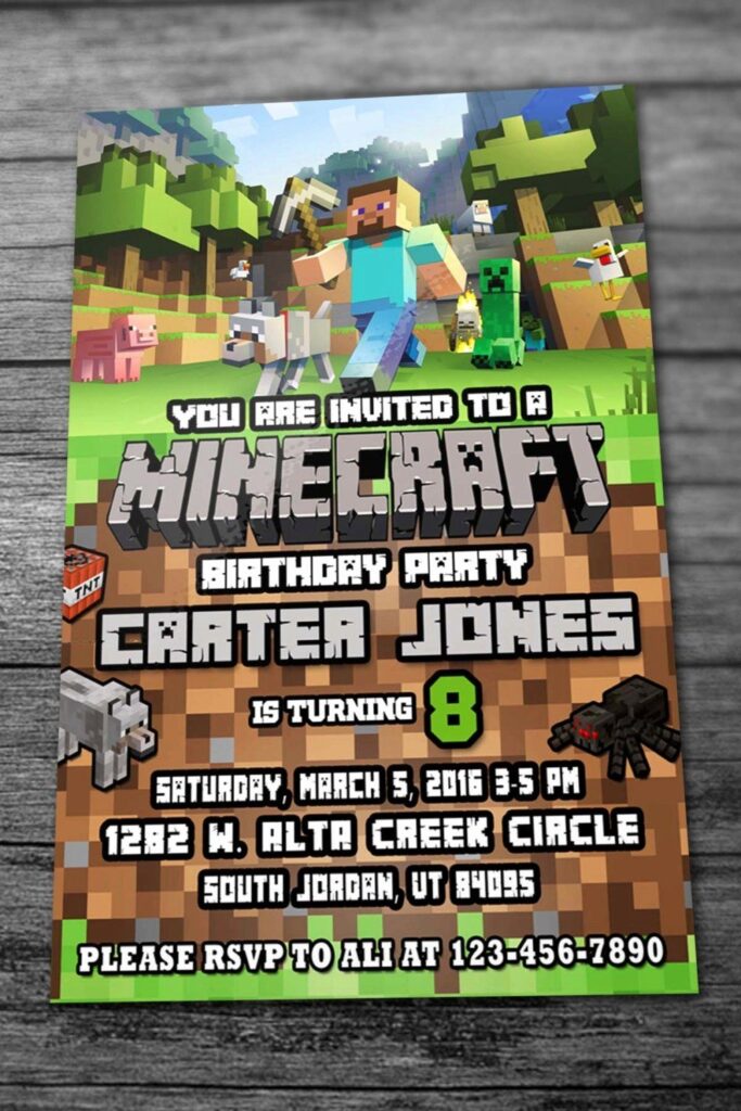 Minecraft Invitations Template - Creative Kids